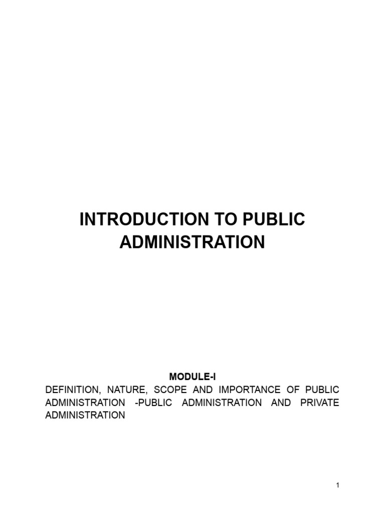 Introduction to Public Administration | PDF