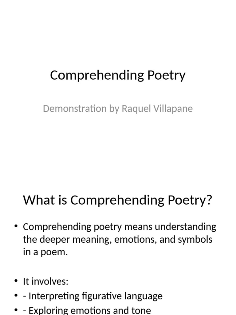 Comprehending Poetry Presentation | PDF