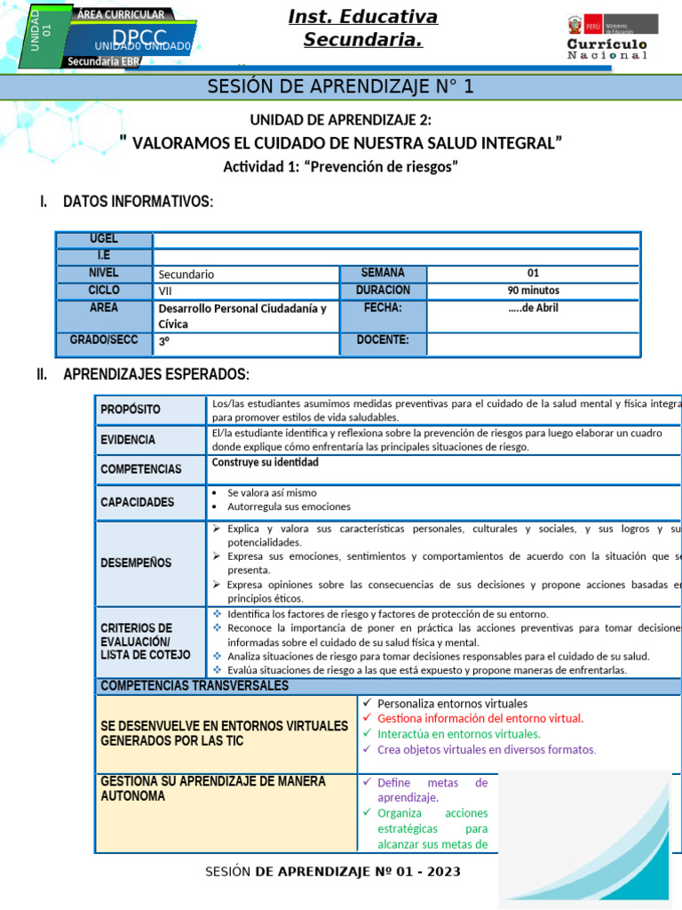 3º DPCC Ses 1 Uni 2 | PDF | Aprendizaje | Maestros