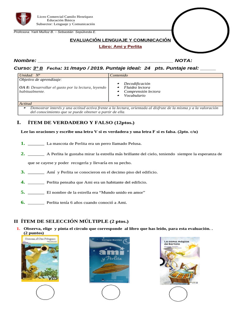 Prueba Libro, Ami y Perlita Ok | PDF | Modificación de comportamiento | Aprendizaje