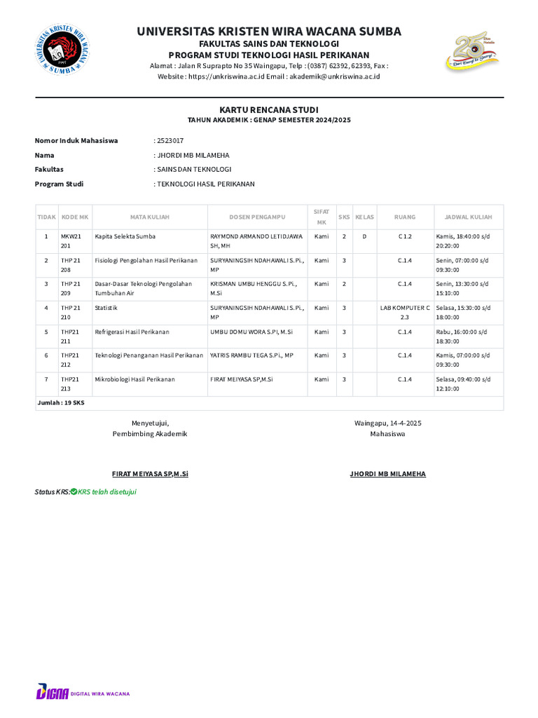 Kartu Rencana Studi 20242 | PDF