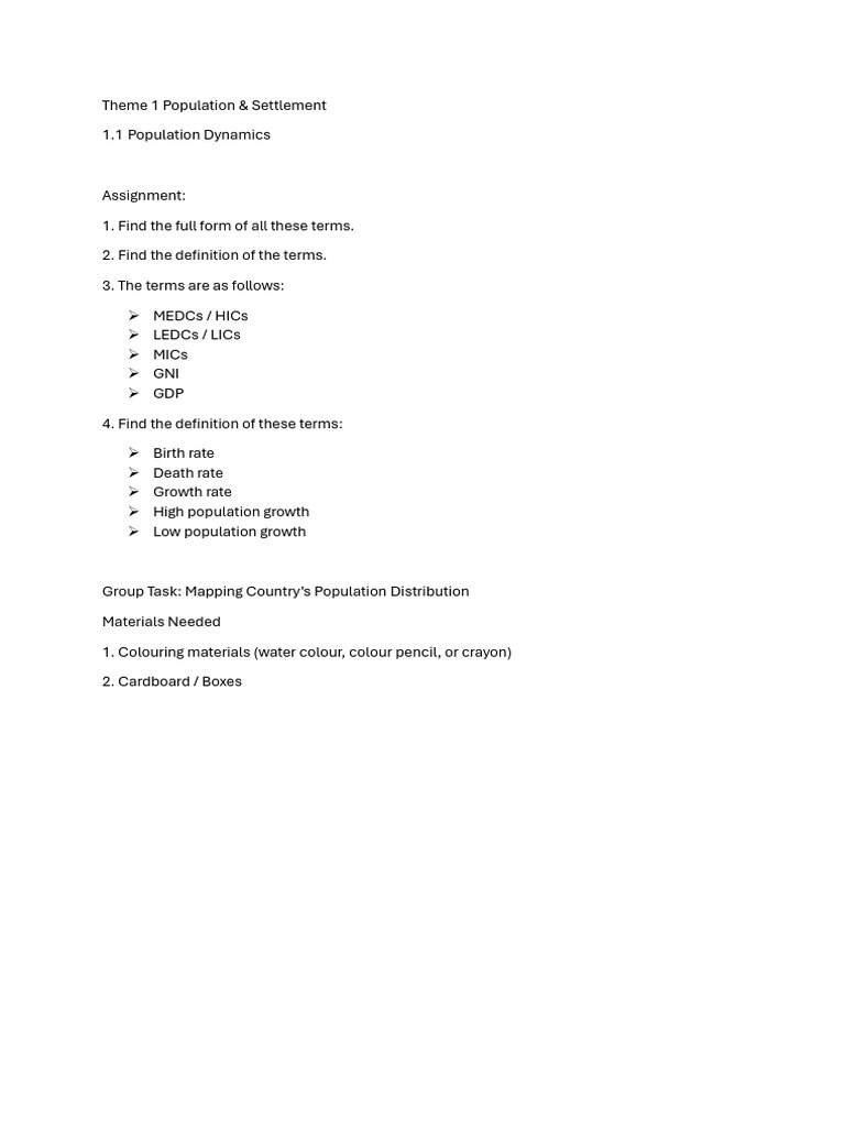 Theme 1 Population Dynamics | PDF
