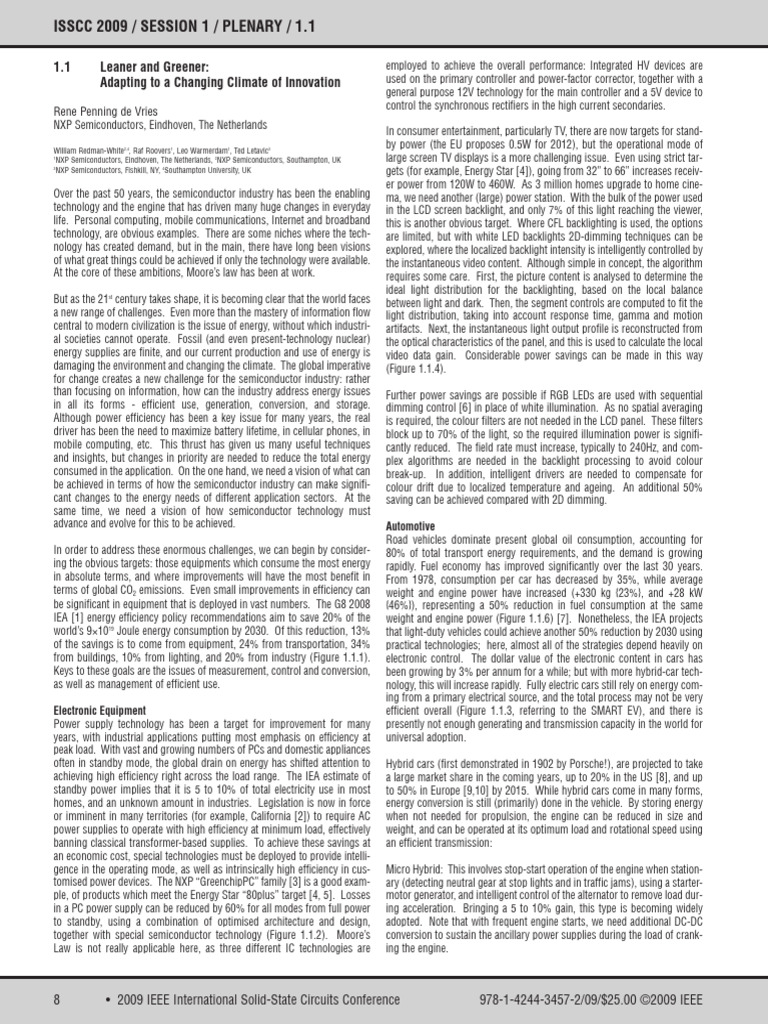Isscc 2009 Session 1 Plenary 1.1 | PDF | Photovoltaics | Solar Cell