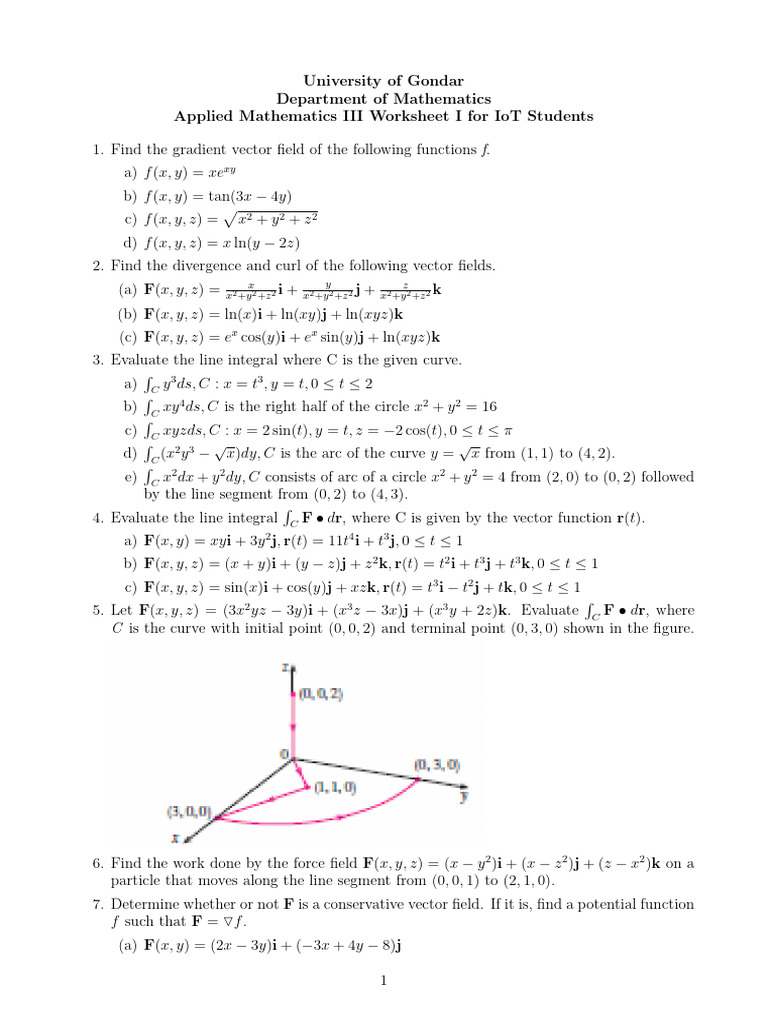 App Math III-Worksheet I (1) | PDF | Geometry | Mathematical Analysis
