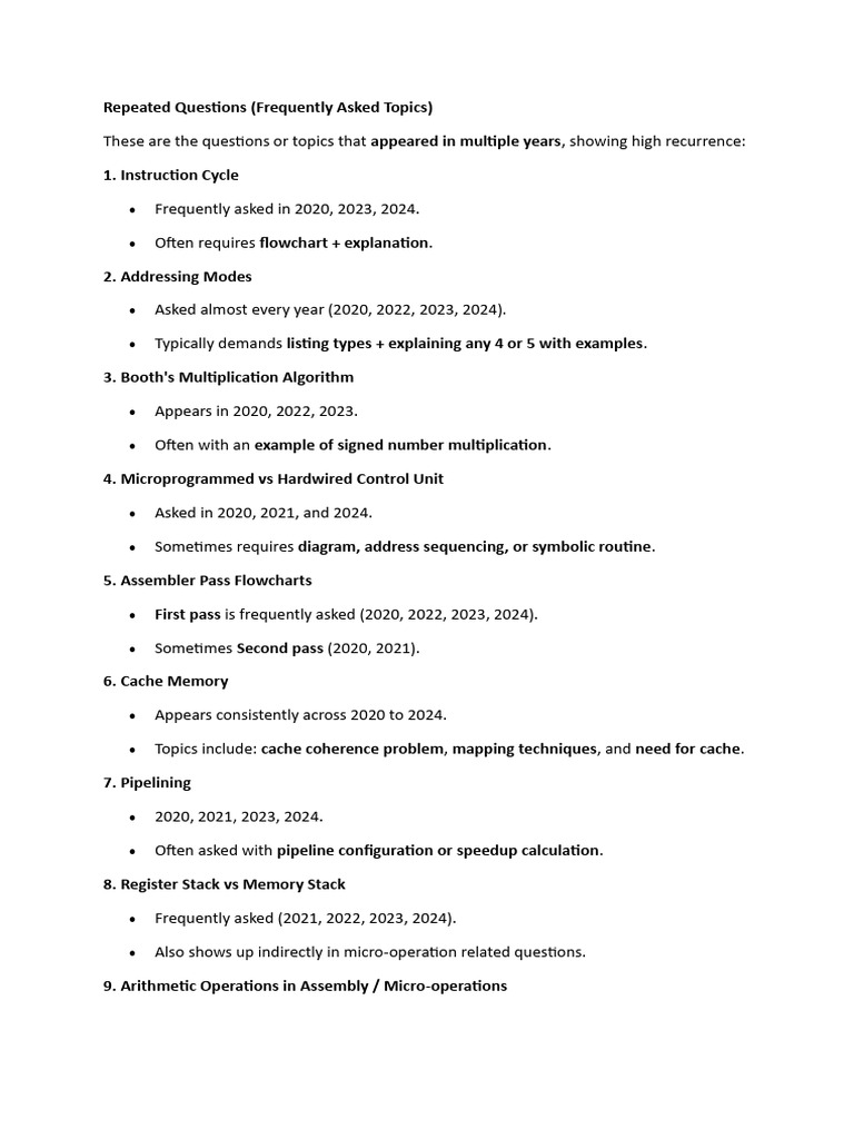 COA Repeated Questions | PDF