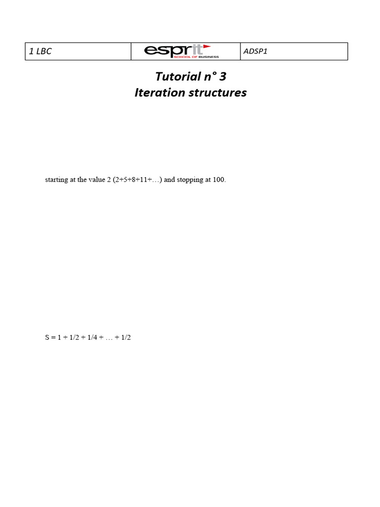 Tutorial 3 - Iteration stuctures | PDF | Sequence | Number Theory