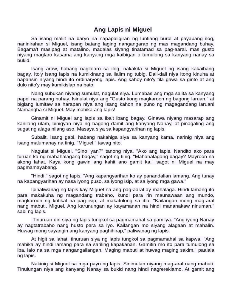 Ang Lapis Ni Miguel | PDF
