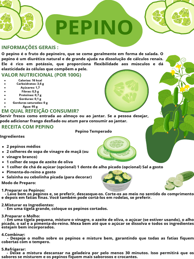 Benefícios e Receita de Pepino | PDF