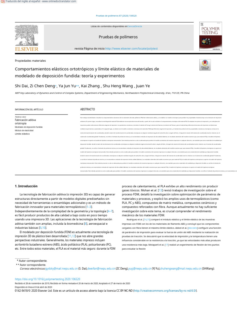 Orthotropic Elastic Behaviors and Yield Strength of Fused Deposition ...