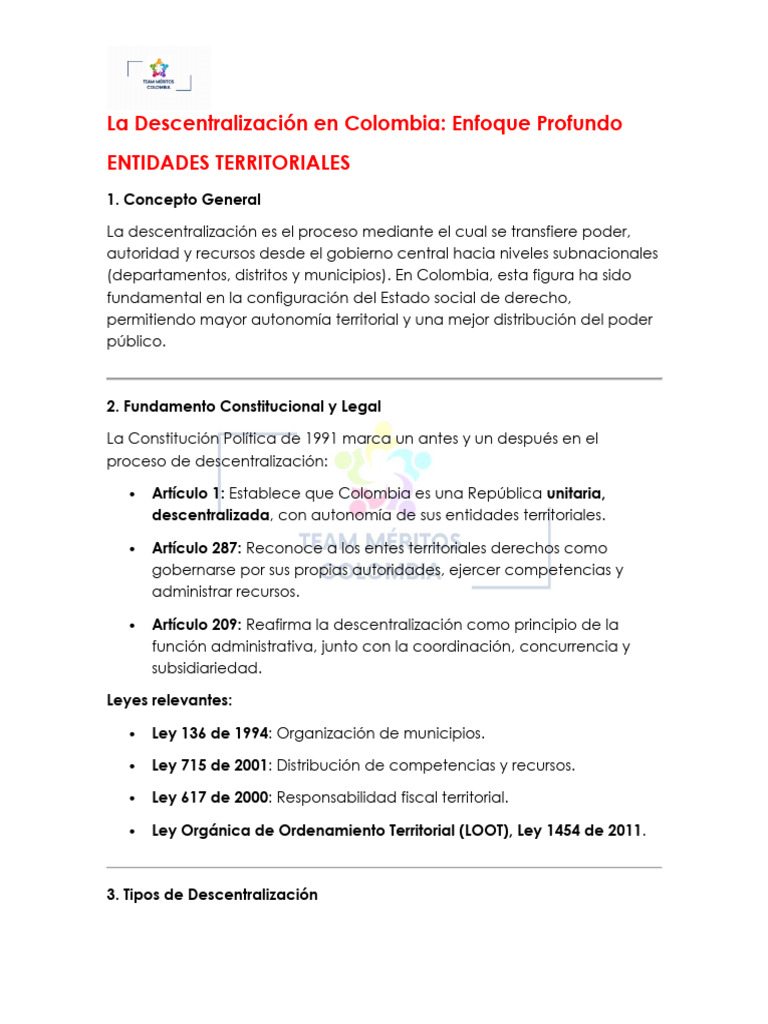 Descentralización y Autonomía en Colombia | PDF | Colombia | Estado ...