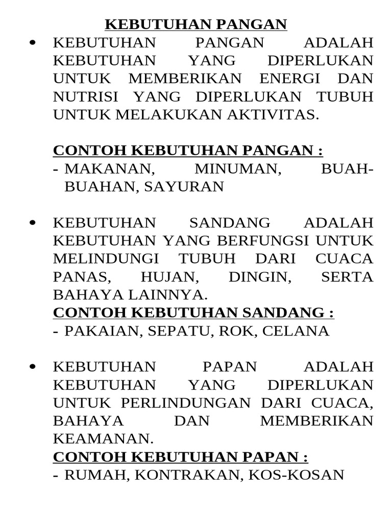 Kebutuhan Primer Sekunder Tersier | PDF