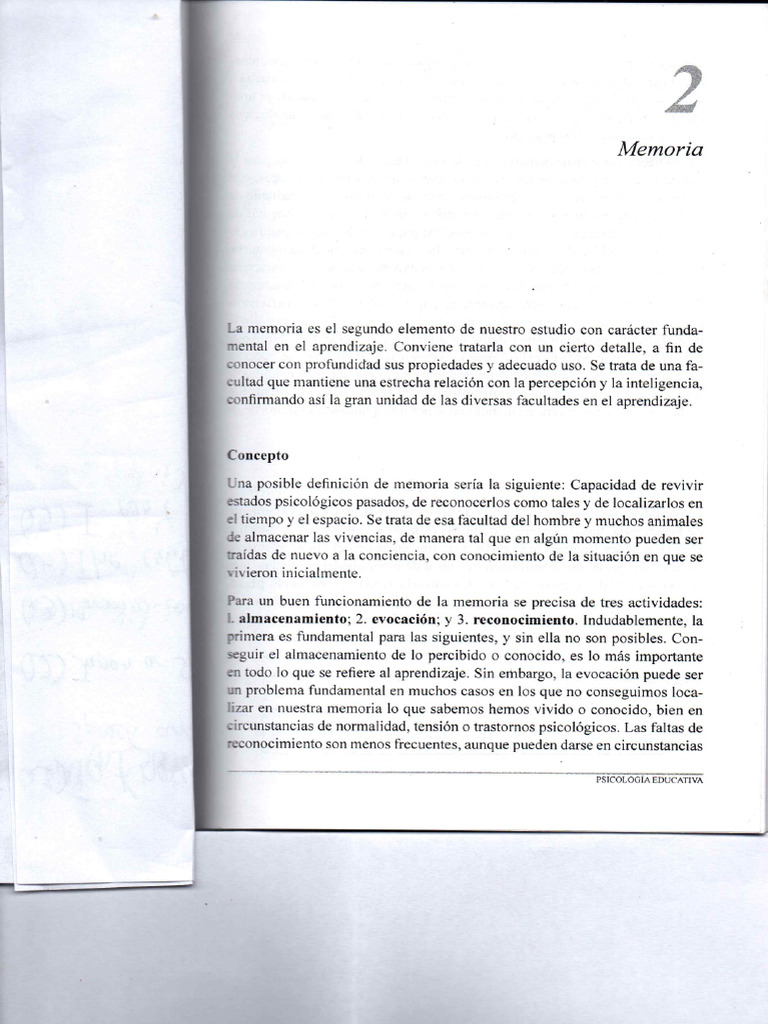 Separata de Memoria | PDF | Memoria | Aprendizaje