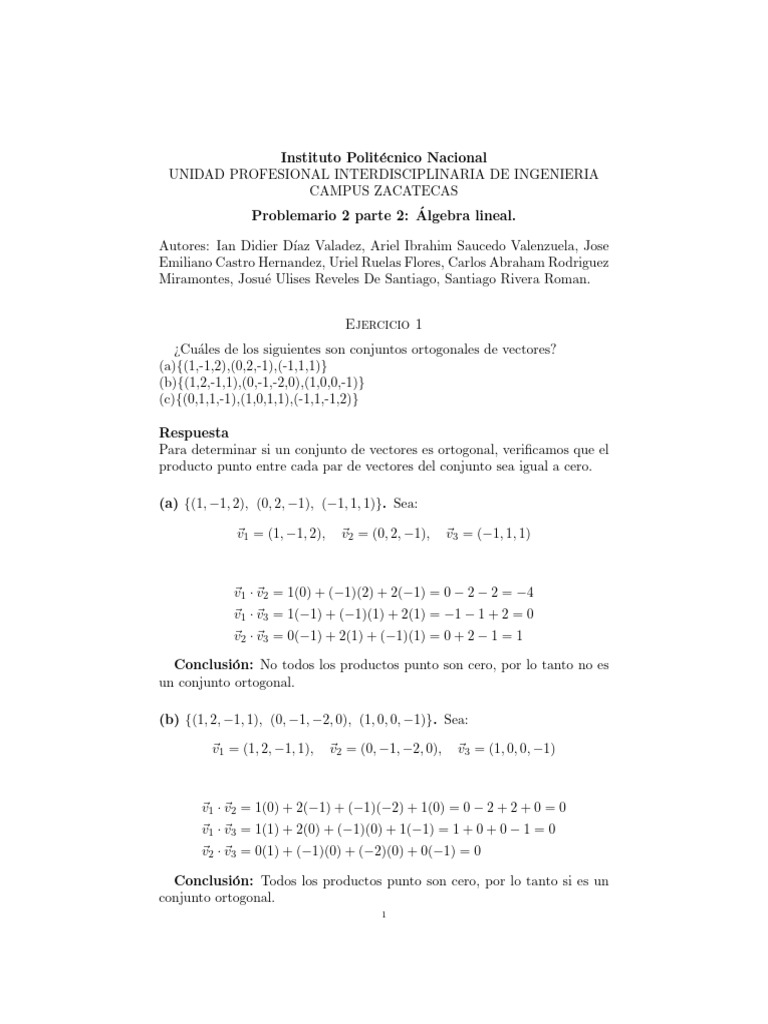 Problemario 2 Parte 2 | PDF | Ortogonalidad | Álgebra abstracta