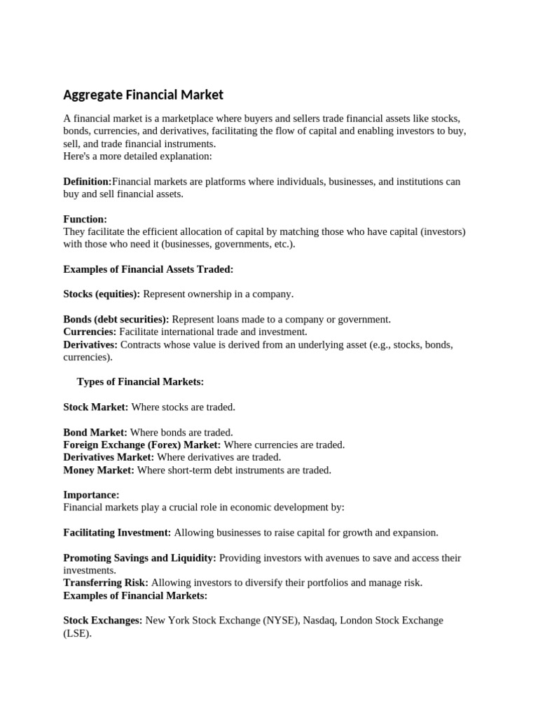 Aggregate Financial Market | PDF | Financial Markets | Money Market