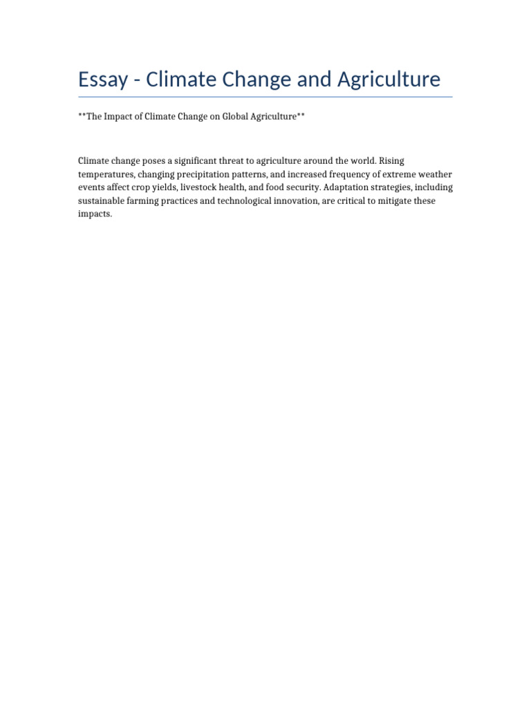 Essay - Climate Change and Agriculture | PDF