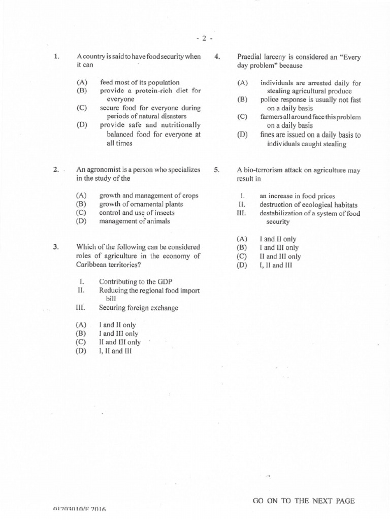 Multiple Choice Paper 2016 | PDF