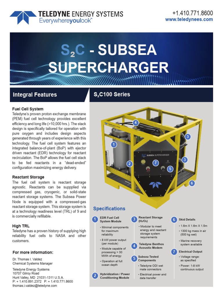 Teledyne EDR Fuel Cell System Specs | PDF | Fuel Cell | Energy Technology