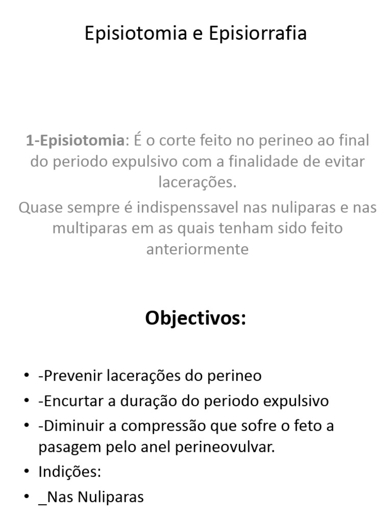 Episiotomia e Episiorrafia: Tipos e Cuidados | PDF | Parto | Vagina