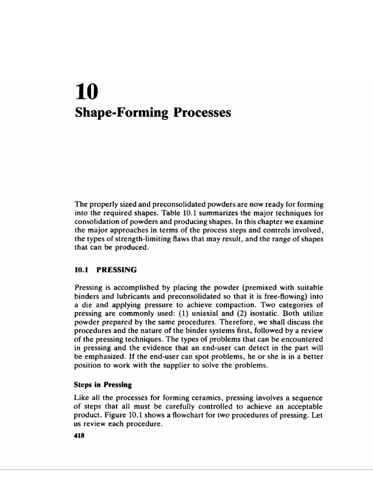 Modern Ceramics Chapter 10 Shape Forming | PDF | Casting | Physical Sciences