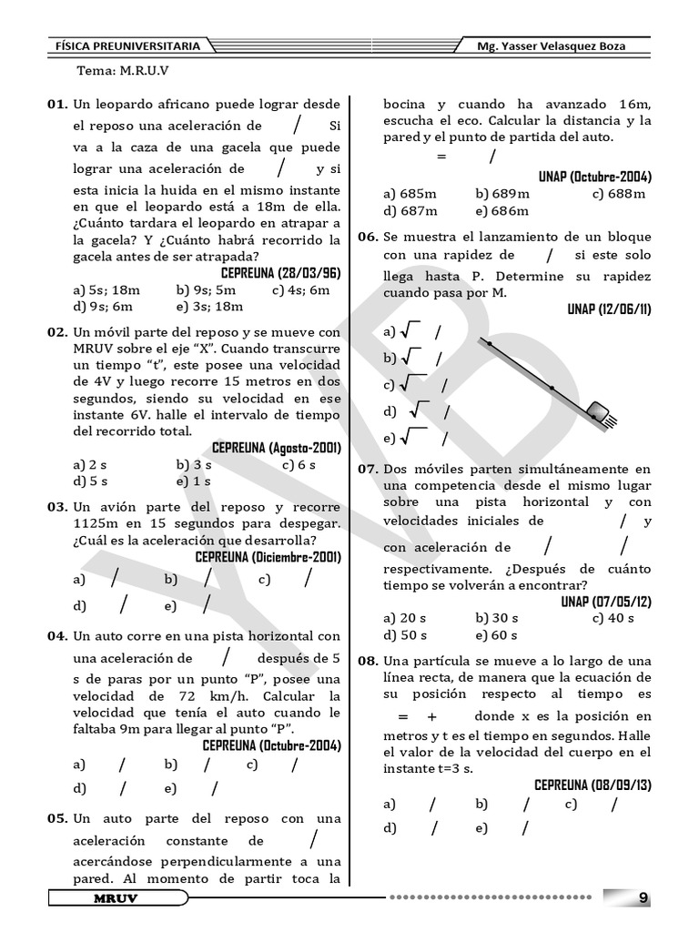 03 Mruv | PDF | Velocidad | Aceleración