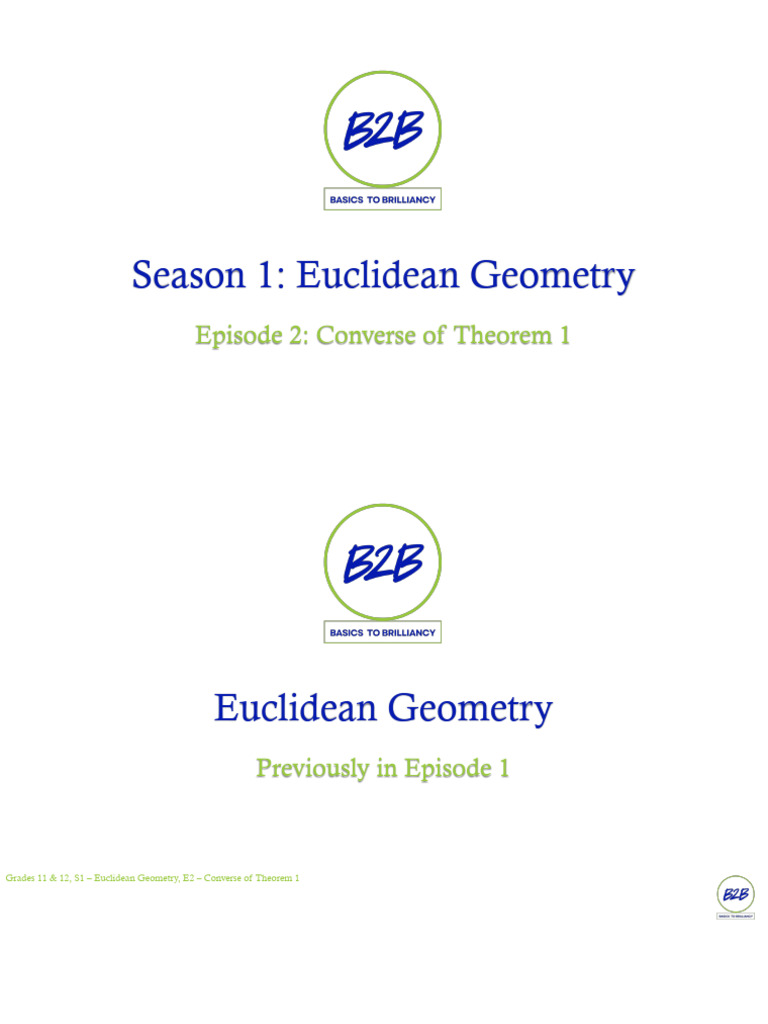 Grades 11 & 12, S1 - Euclidean Geometry, E2 - Converse of Theorem 1 | PDF | Perpendicular | Circle