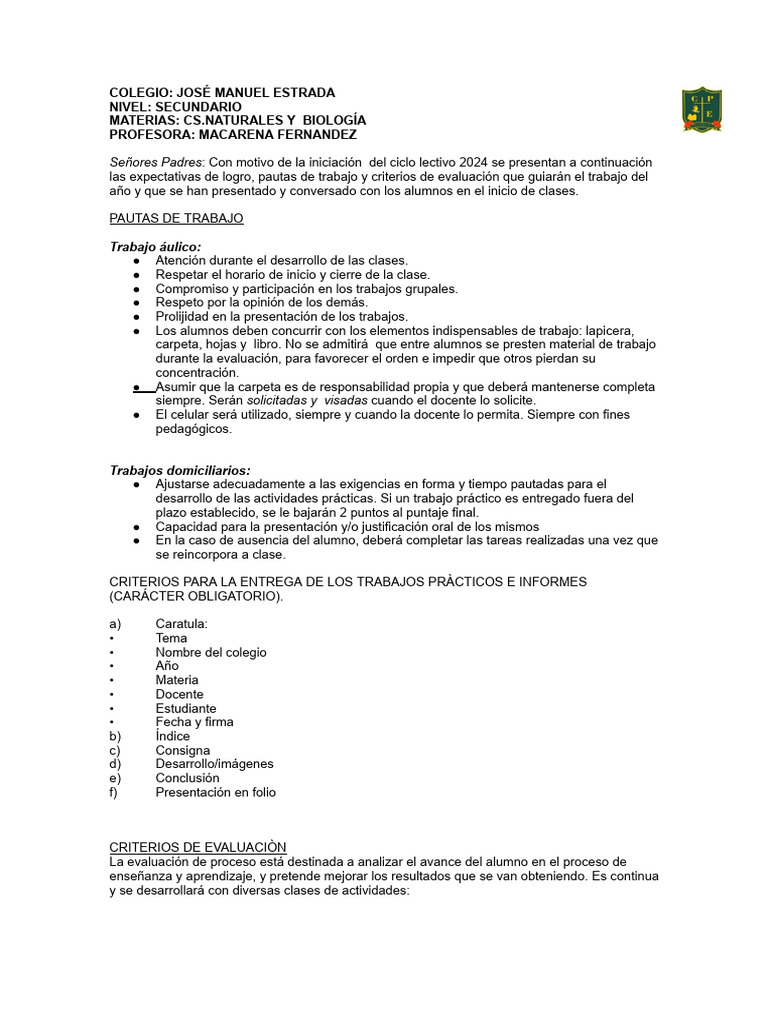 ACUERDO DID-CTICO 2024 - Estrada | PDF | Evaluación | Aprendizaje