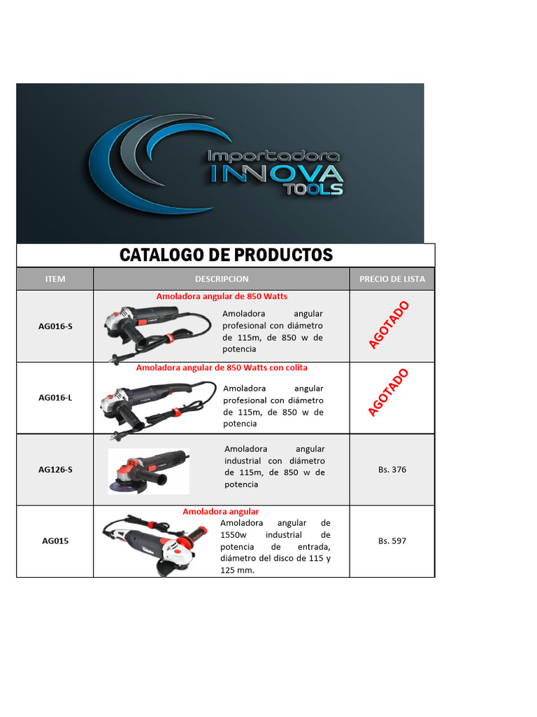 Catálogo Taladros Innova | PDF | Perforar | Aspiradora