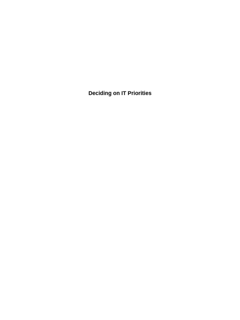IT Priorities - Decisions | PDF | Economies | Business
