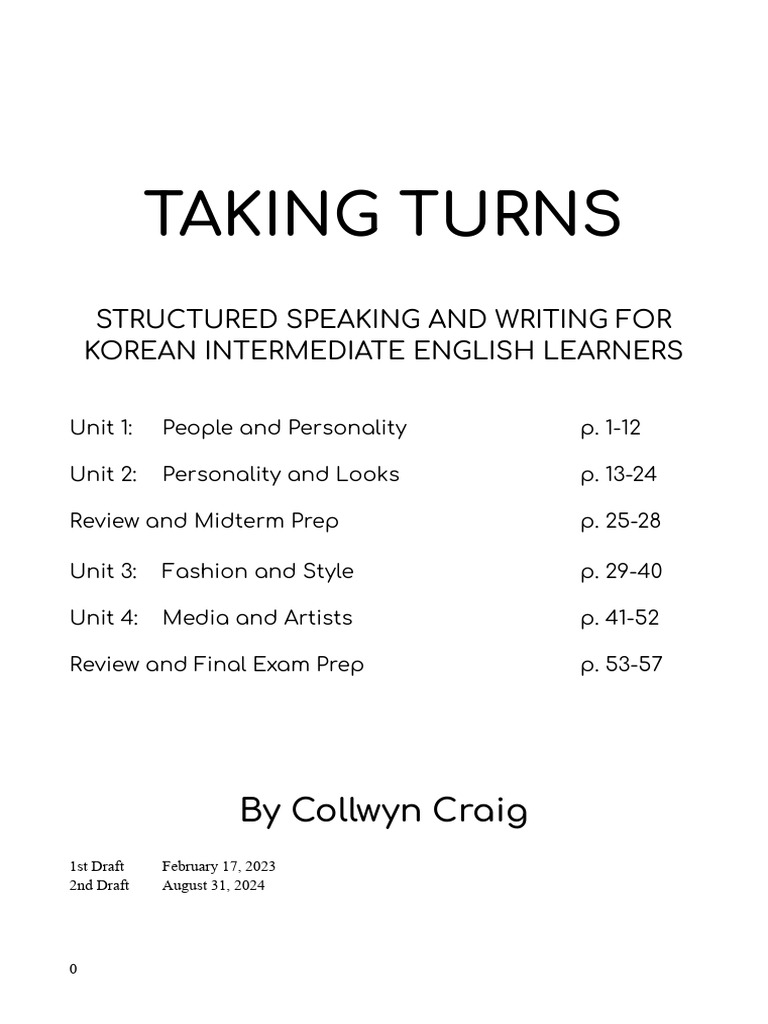 TAKING TURNS v2.0 - Units 3 and 4 | PDF | Syntax | Linguistics
