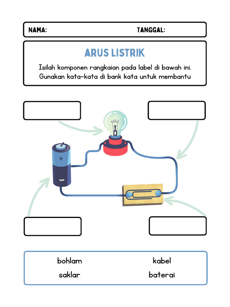 Electrical Circuits Labelling Activity Worksheet in Simple Bold Style | PDF