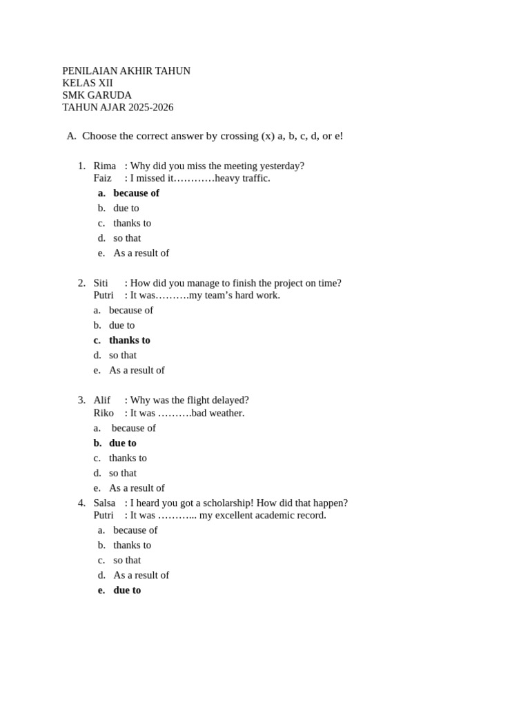 Soal Pat Bahasa Inggris Xii SMK Garuda | PDF