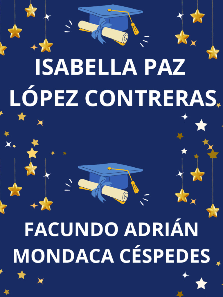 Azul y Dorado Estrellas Graduación Tarjeta | PDF