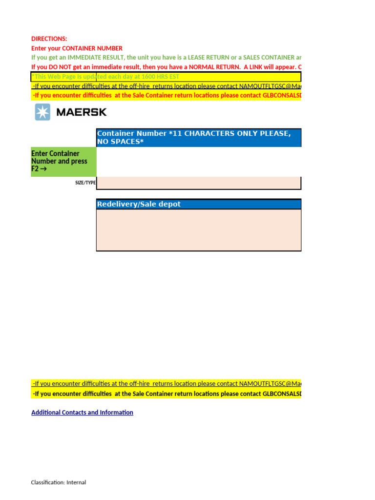 Maersk Equipment Return Notifications | PDF