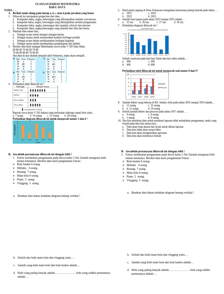 Ulangan Harian Matematika Data | PDF