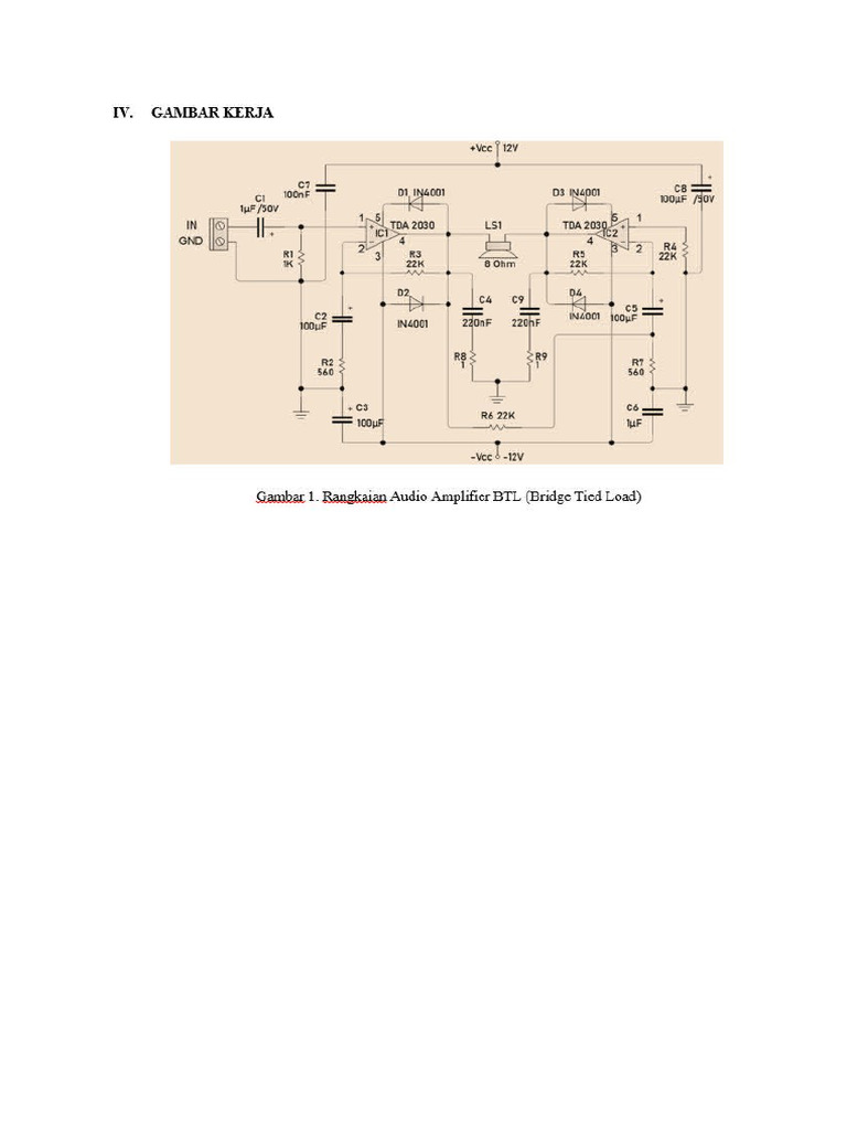 Gambar Rangkaian Amplifier BTL TDA 2030 | PDF