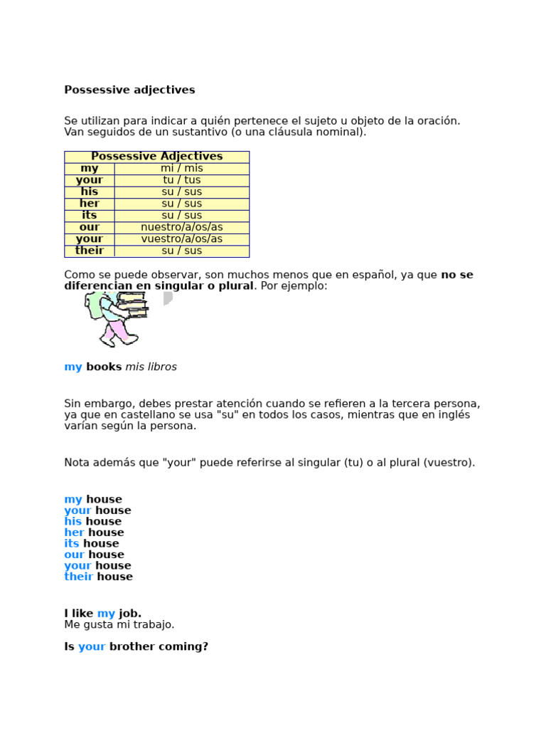 ADJETIVOS POSESIVOS | PDF | Plural | Tipología Lingüística