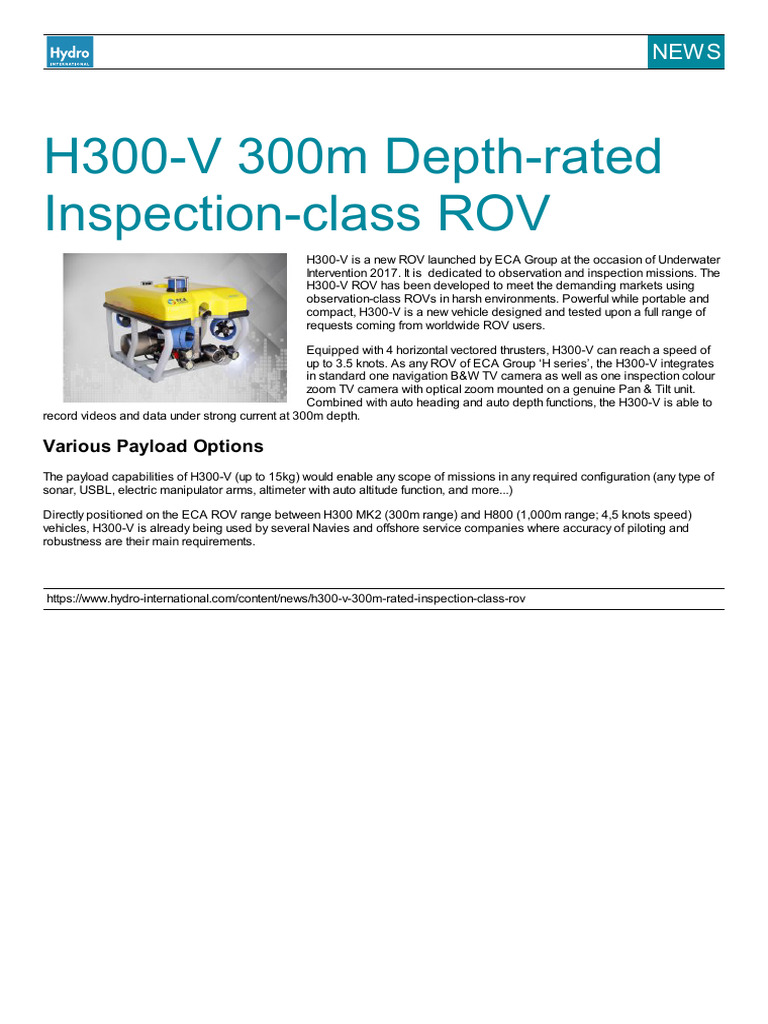 h300-v-300m-rated-inspection-class-rov | PDF