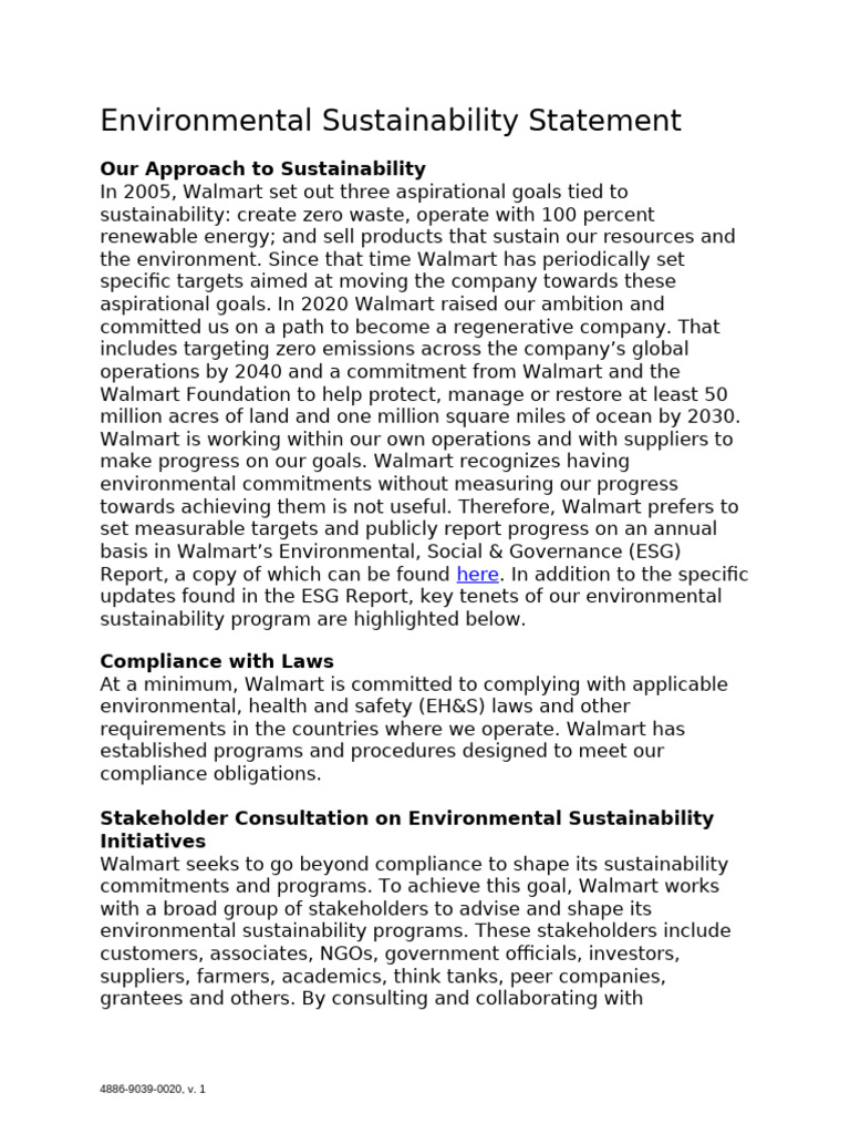 Environmental Sustainability Statement | PDF | Sustainability | Environment