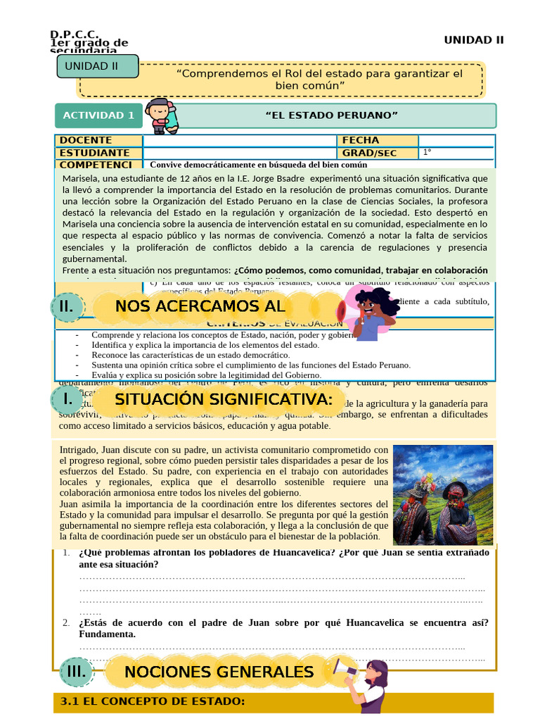 1° DPCC - Actv.01-Und.2 2025 | PDF | Gobierno | Estado (política)