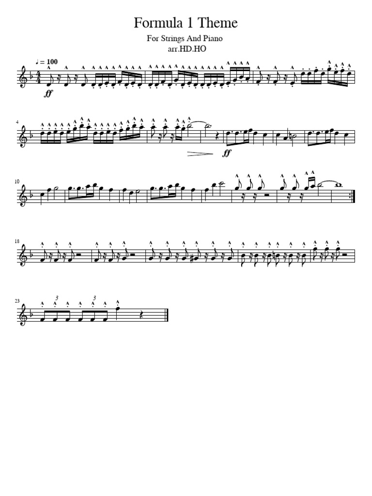 F1 Theme Cuarteto Piano - Violin - 2 | PDF