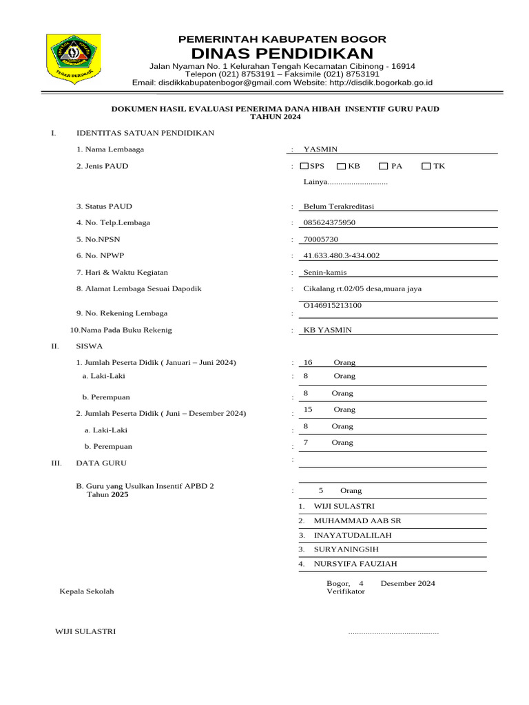 New Dokumen Hasil Evaluasi Penerima Hibah 2024 21212 | PDF