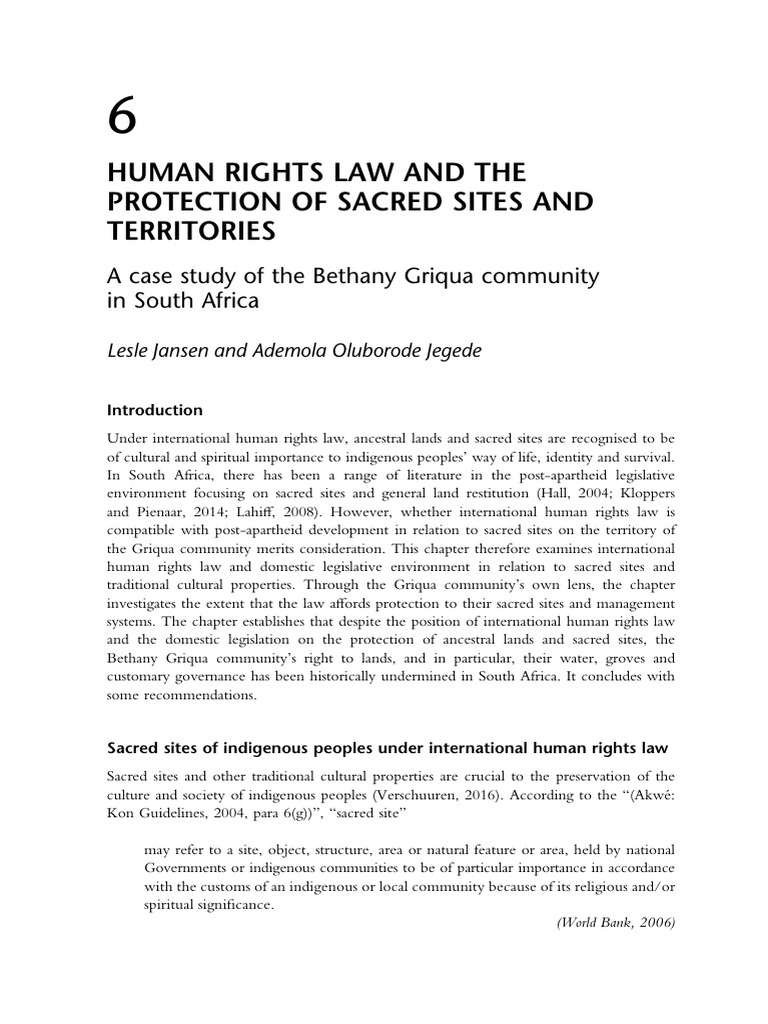 Jansen & Jegede - Human Rights Law and The Protection of Sacred Sites ...