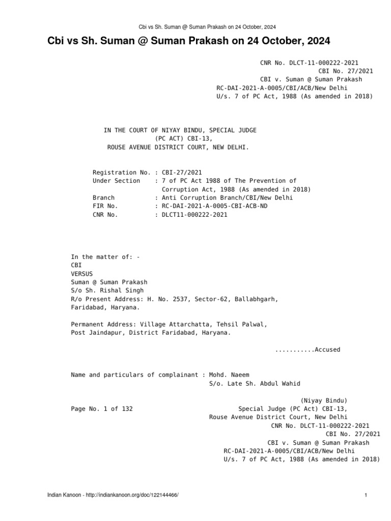 Cbi_vs_Sh_Suman_Suman_Prakash_on_24_October_2024 | PDF | Public Law