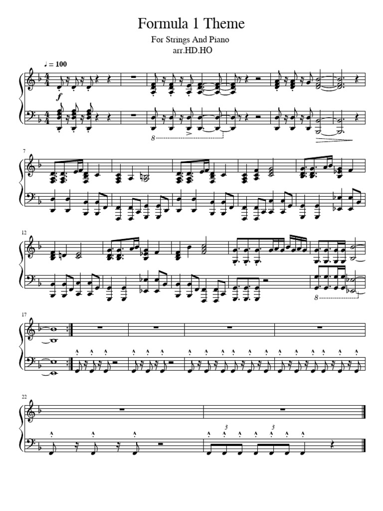 F1 Theme Cuarteto Piano - Piano | PDF