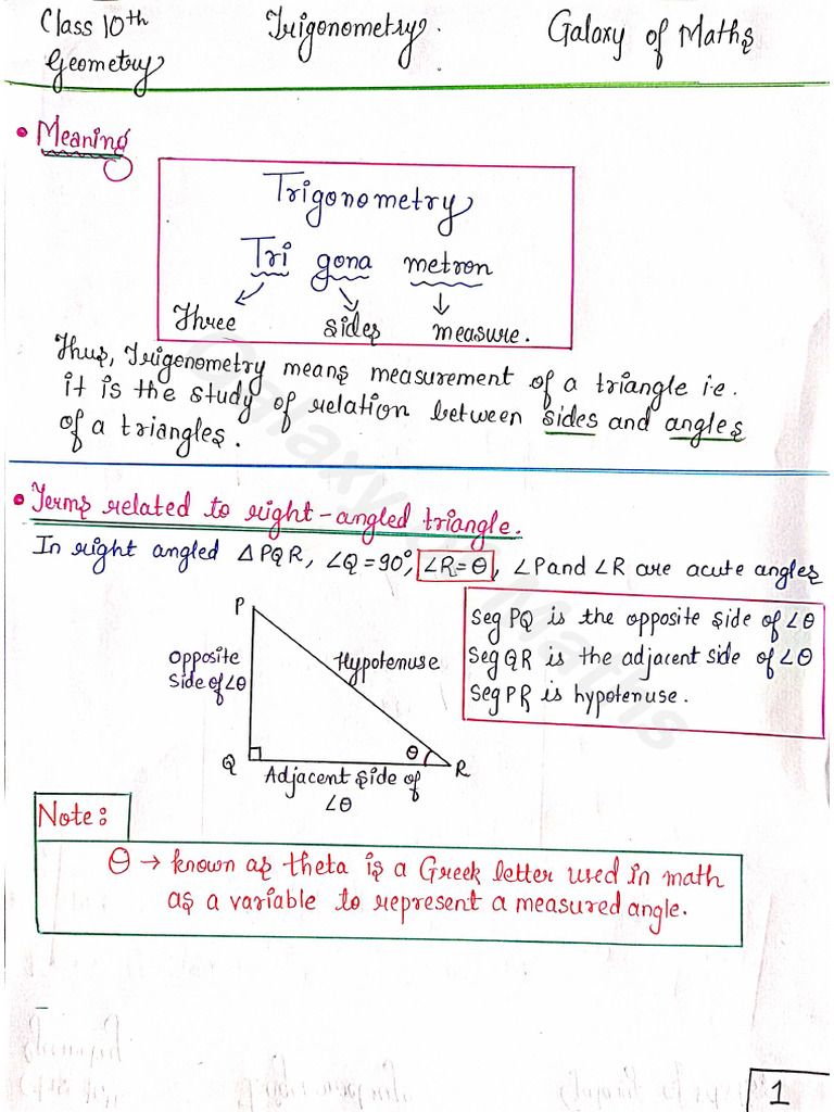 Trigonometry Handwritten Short Notes | PDF