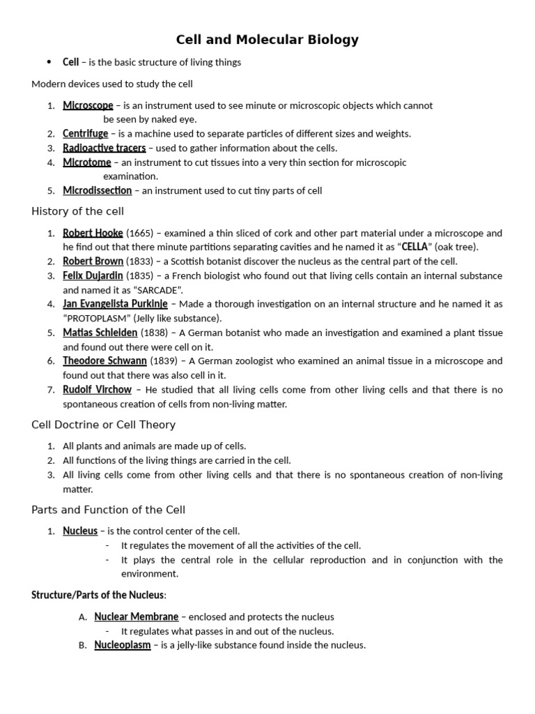 Cell and Molecular Biology Final | PDF | Cell (Biology) | Cell Membrane