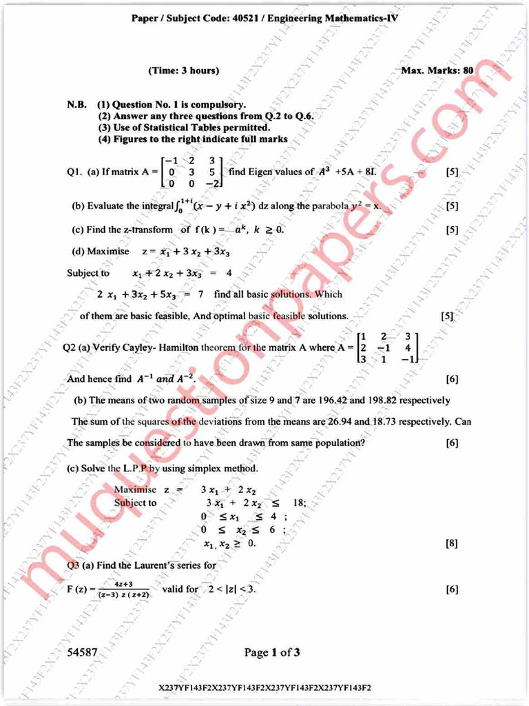 2024 Maths Paper MU Sem1 | PDF | Numerical Analysis | Applied Mathematics