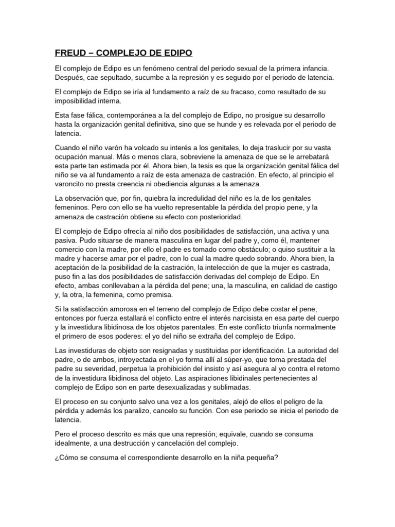 Complejo de Edipo en Freud | PDF | Complejo de Edipo