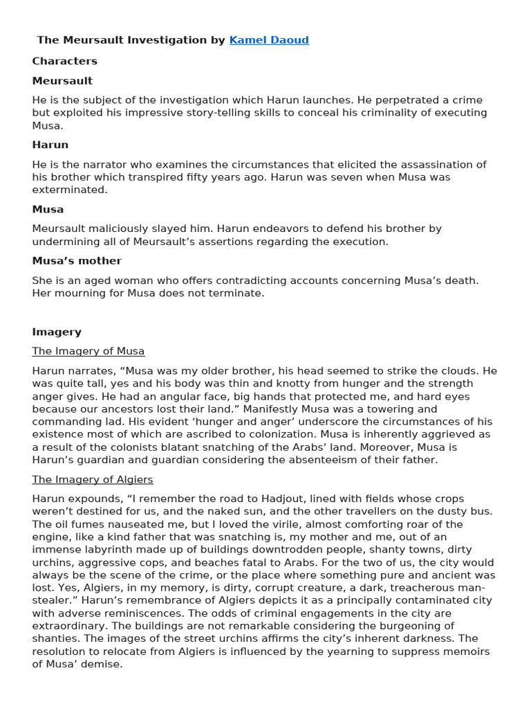 The Meursault Investigation | PDF | Moses In Islam