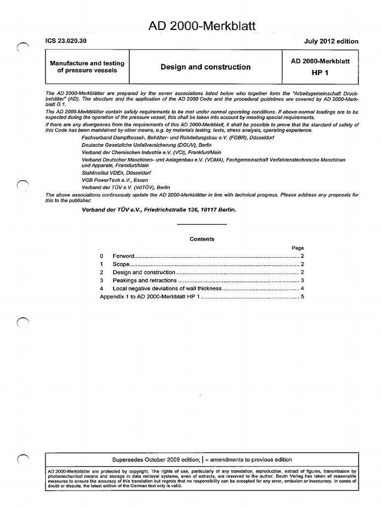 AD 2000-Merkblatt. HP1 | PDF